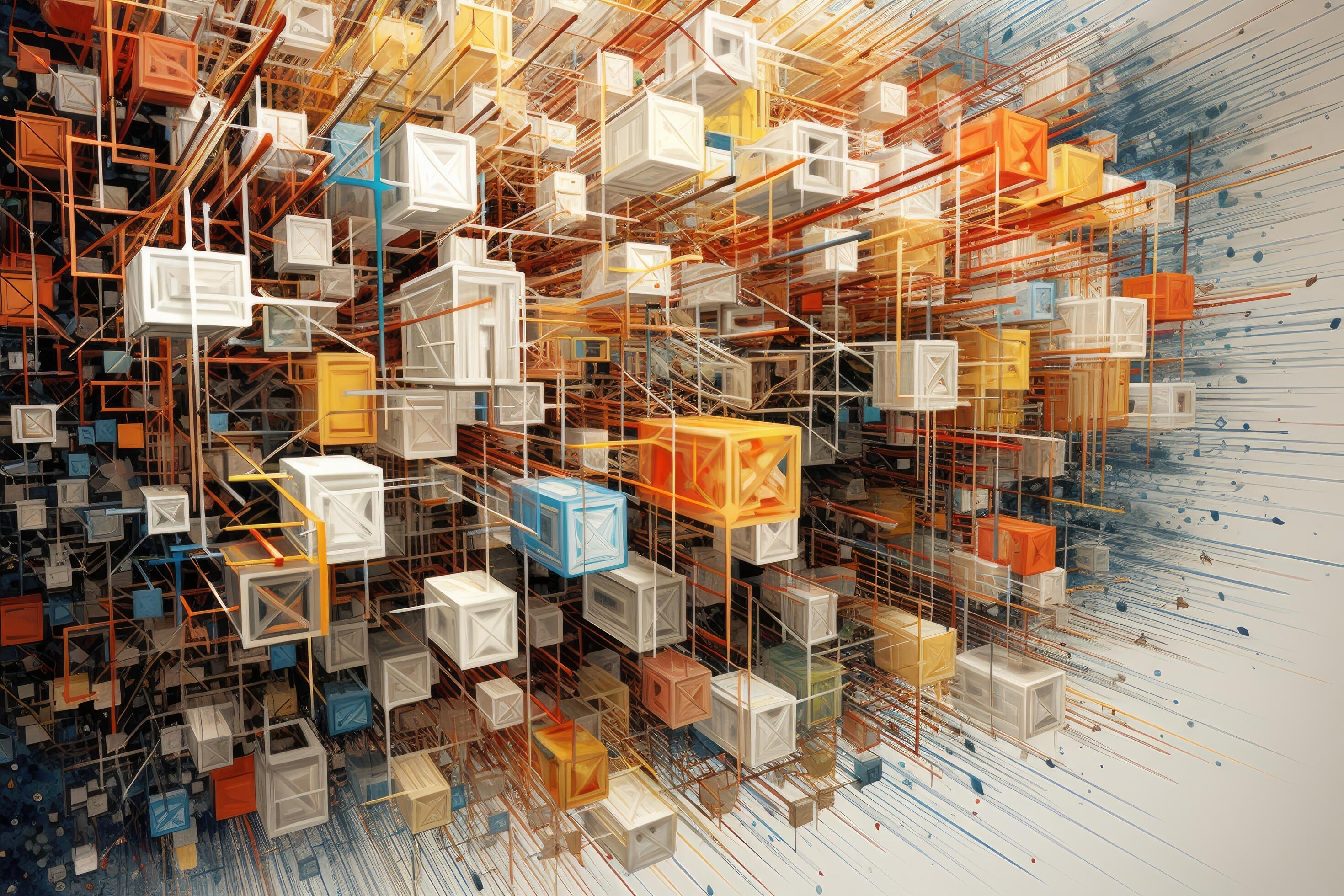 Abstract Background With Cubes And Lines 3d Rendering 3d Illustration Abstract Cuboid