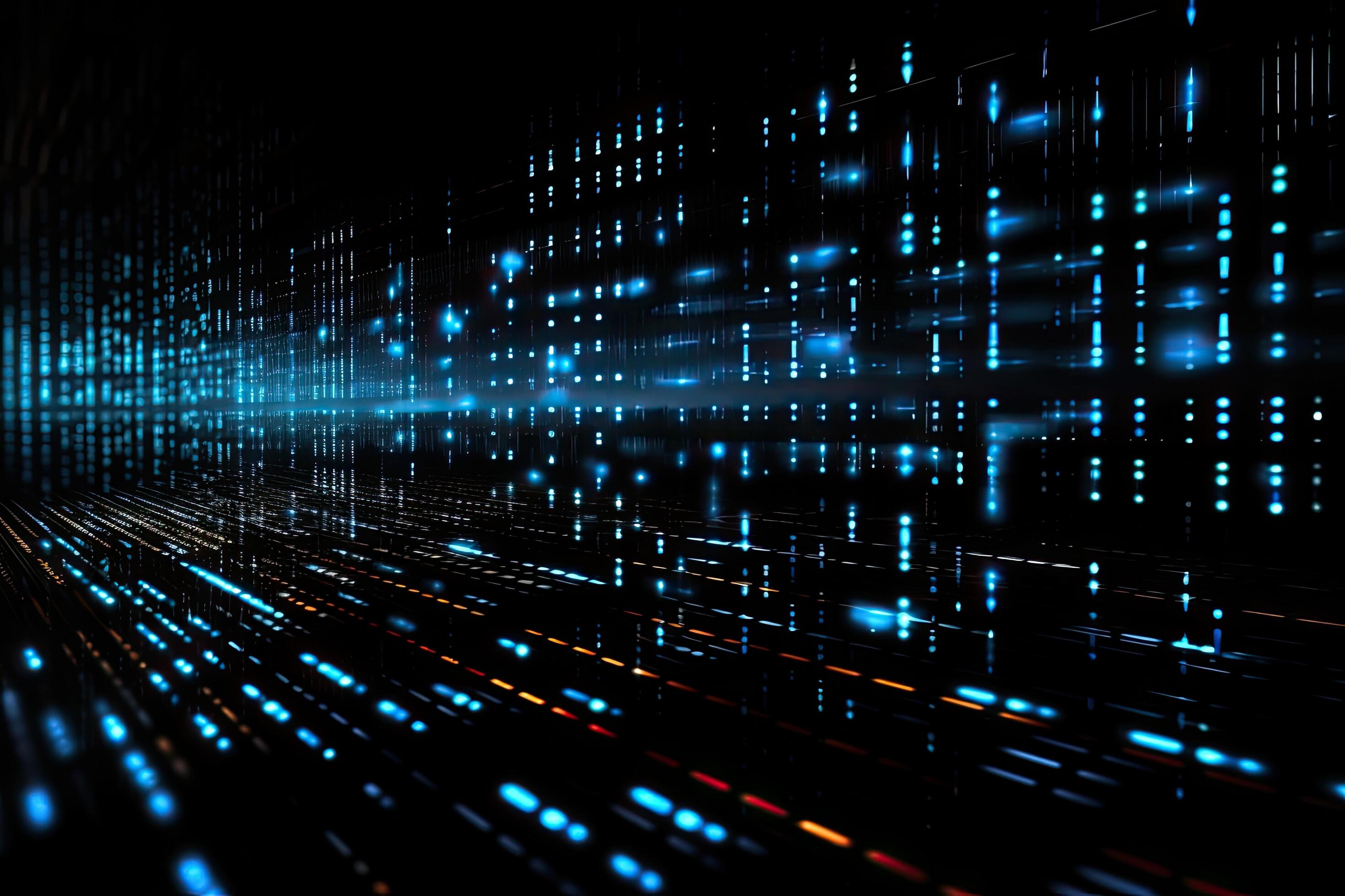 abstract technology background with glowing lines and bokeh, Abstract digital binary code ...