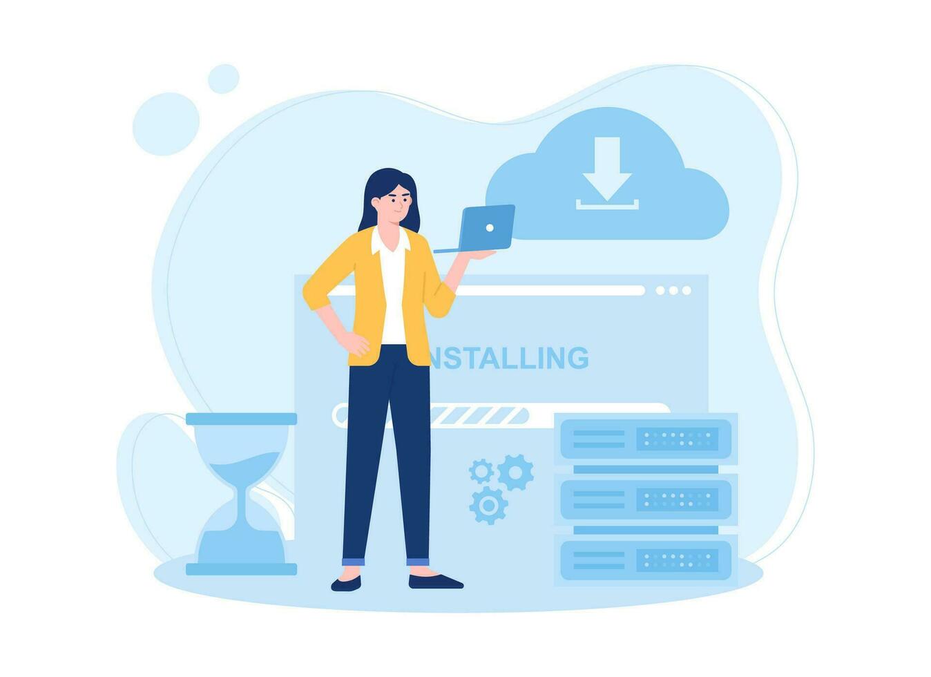 woman installing software on laptop concept flat illustration 27812769 ...