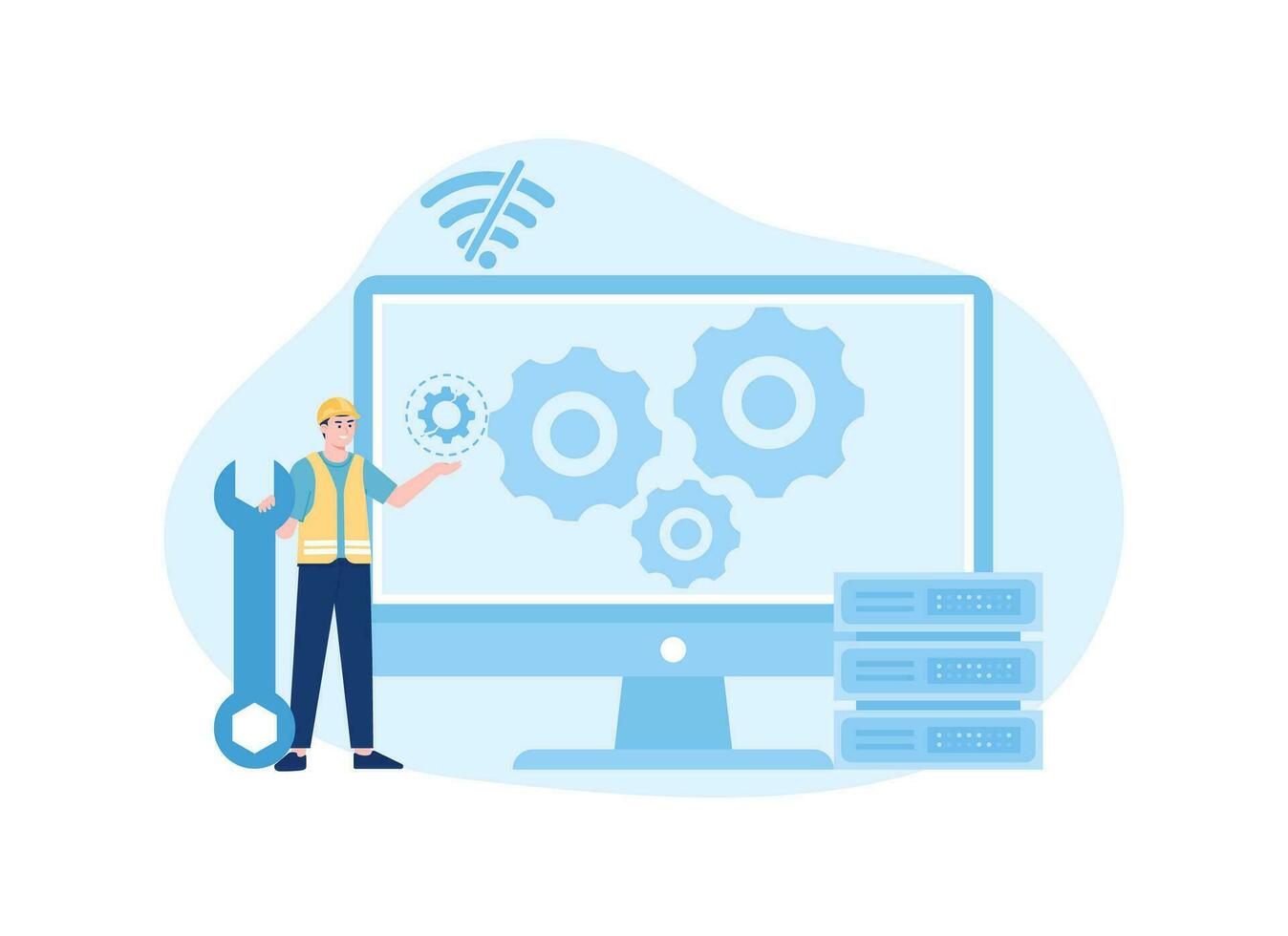 Repair Troubleshooting On The Computer Concept Flat Illustration 27814036 Vector Art At Vecteezy