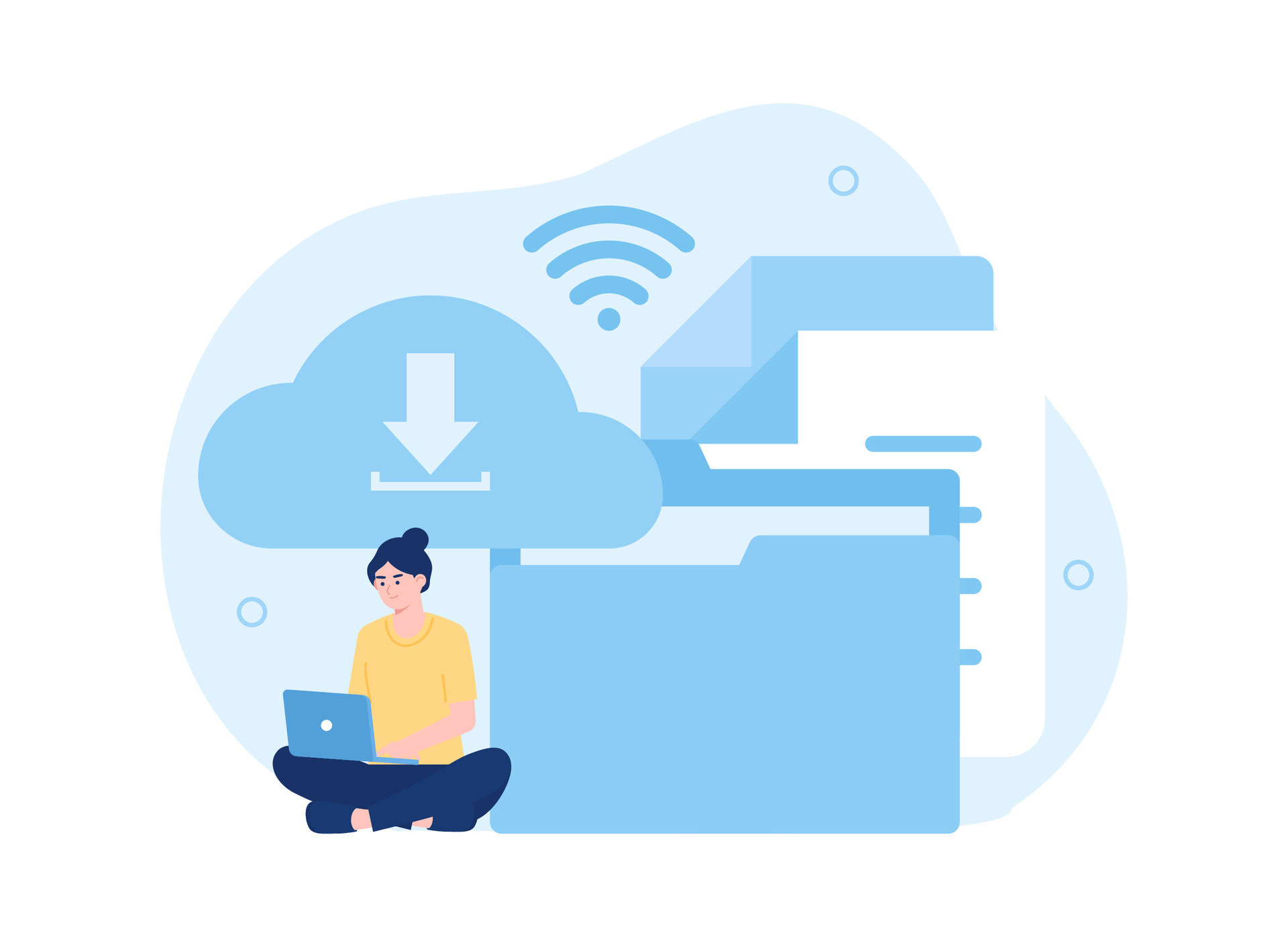 A Woman Is Inputting Data Files Into A Folder Concept Flat Illustration 27814037 Vector Art At