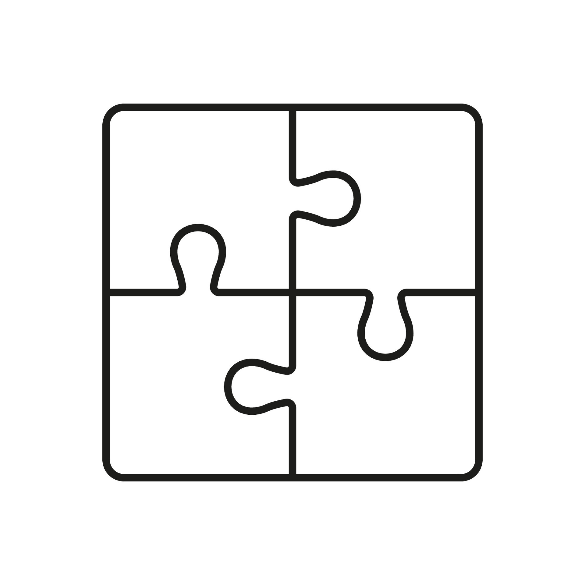 Puzzle Combination Solution Line Icon Jigsaw Square Pieces Match Linear Pictogram Teamwork