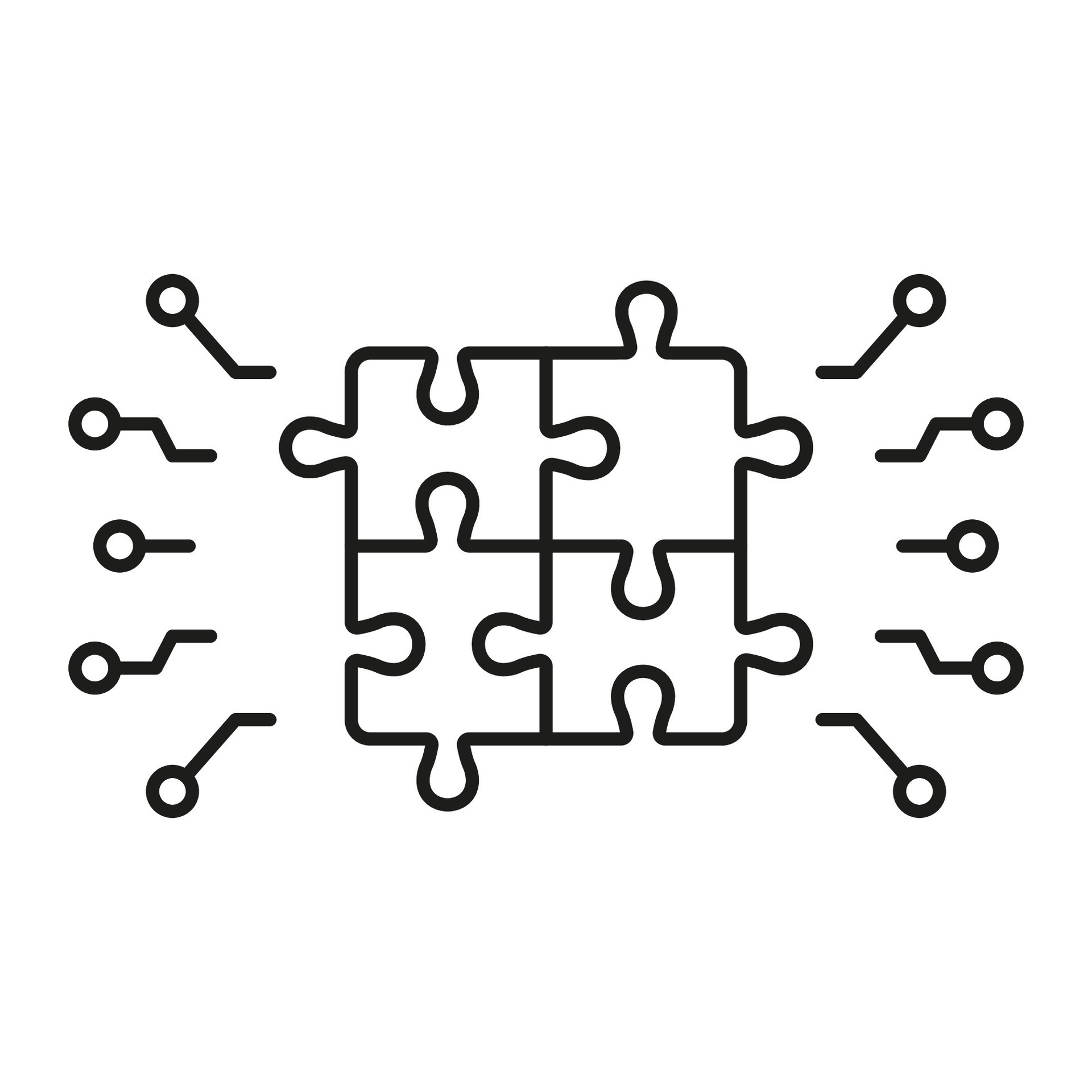Digital Square Jigsaw Linear Pictogram Puzzle Challenge Teamwork