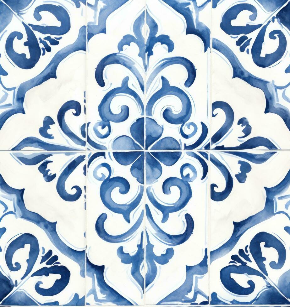 A blue tile pattern of watercolor tiles 27819504 Stock Photo at Vecteezy