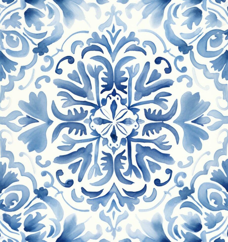 A blue tile pattern of watercolor tiles 27819507 Stock Photo at Vecteezy