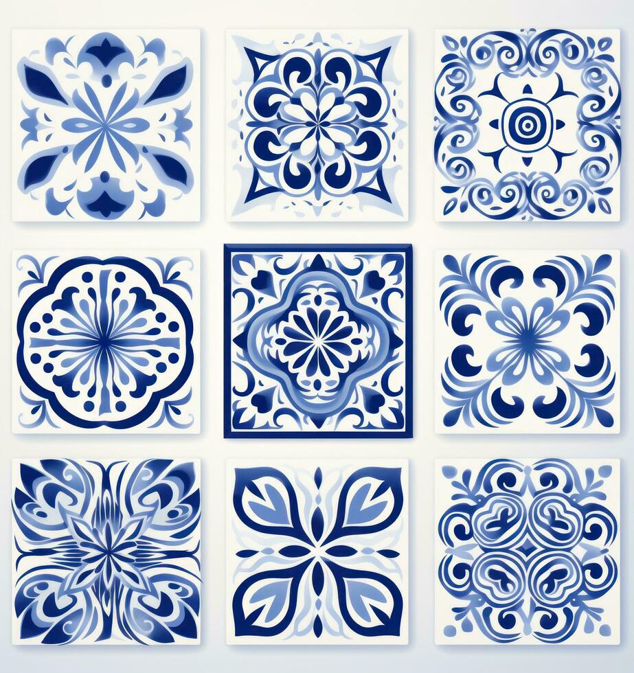 A blue tile pattern of watercolor tiles 27819533 Stock Photo at Vecteezy