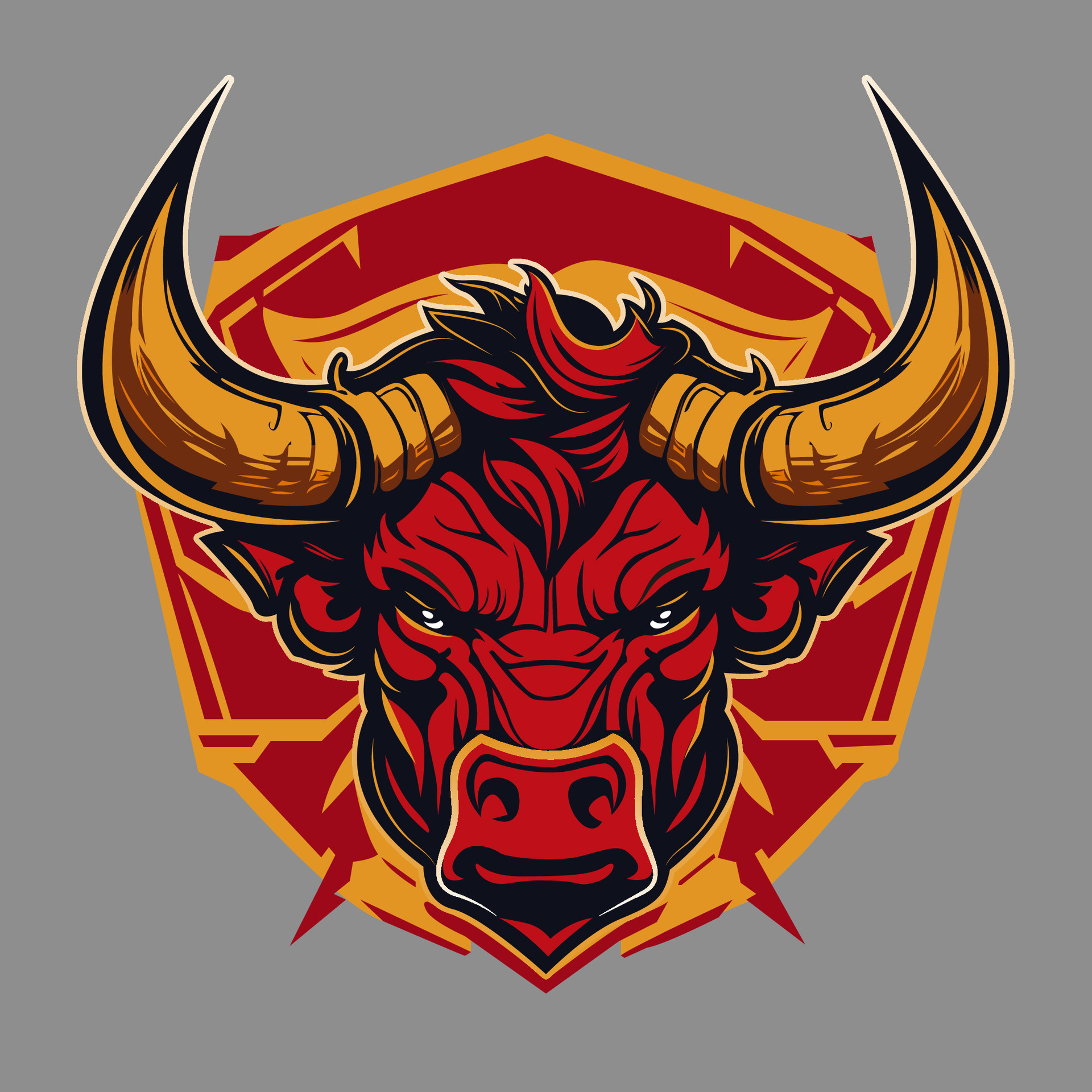 The head of a ferocious bull with shield 27827769 Vector Art at Vecteezy