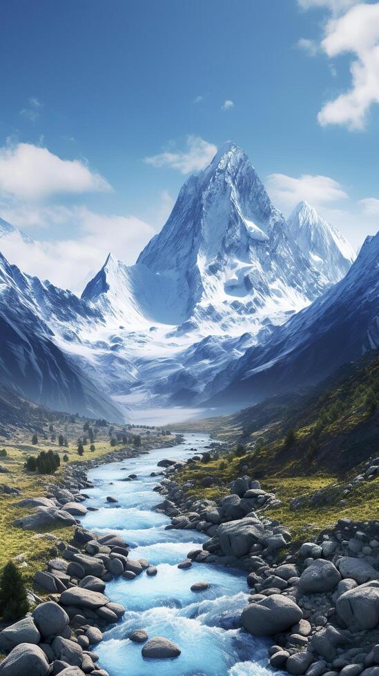 The beauty of a majestic and snow capped mountain range, with rugged ...