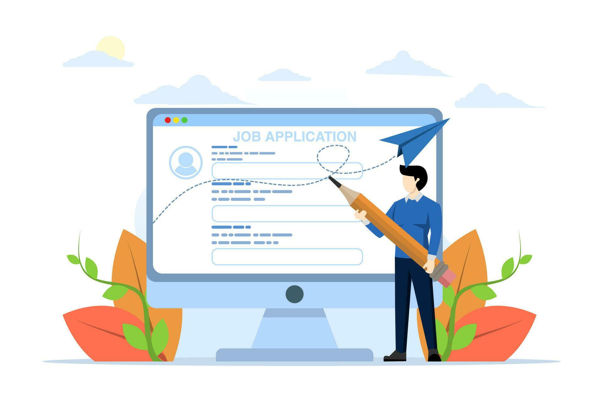 online job application concept, career or job application form ...
