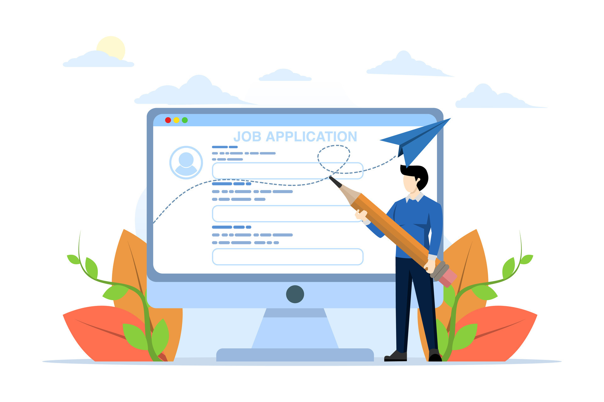 online job application concept, career or job application form ...
