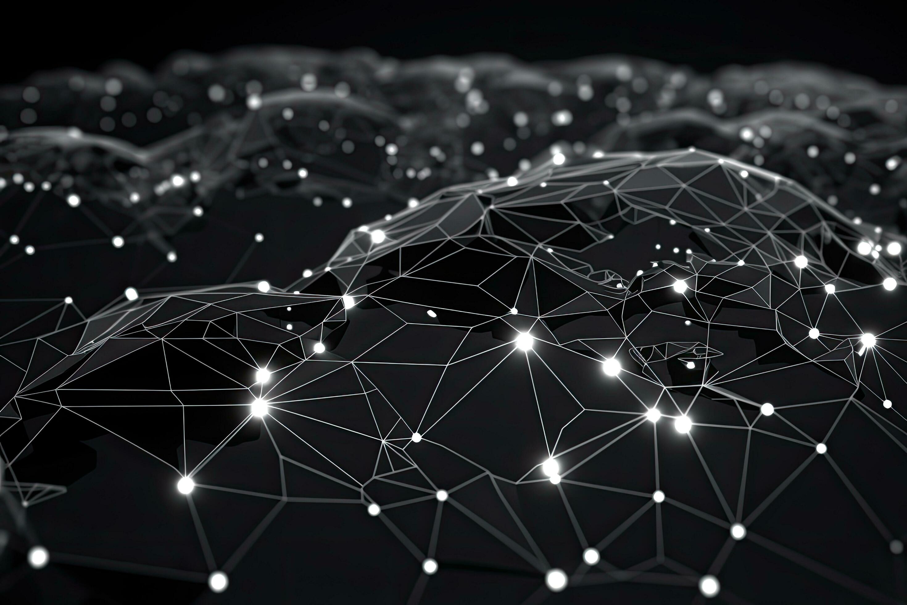 Abstract 3d Rendering Of Global Network Connection On Dark Background