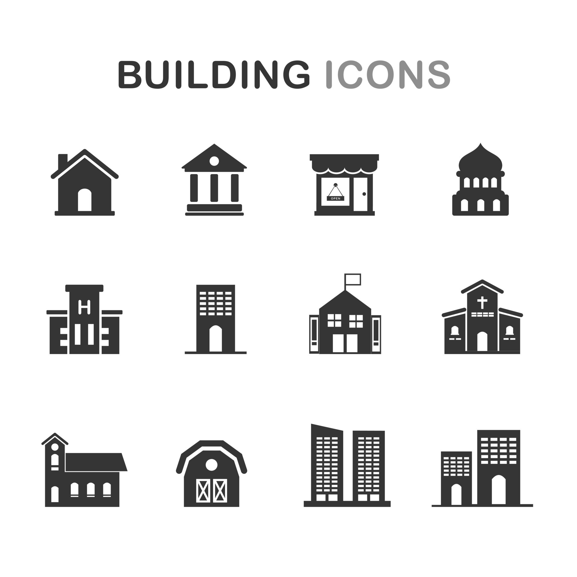 Vector building icons collections 27840035 Vector Art at Vecteezy