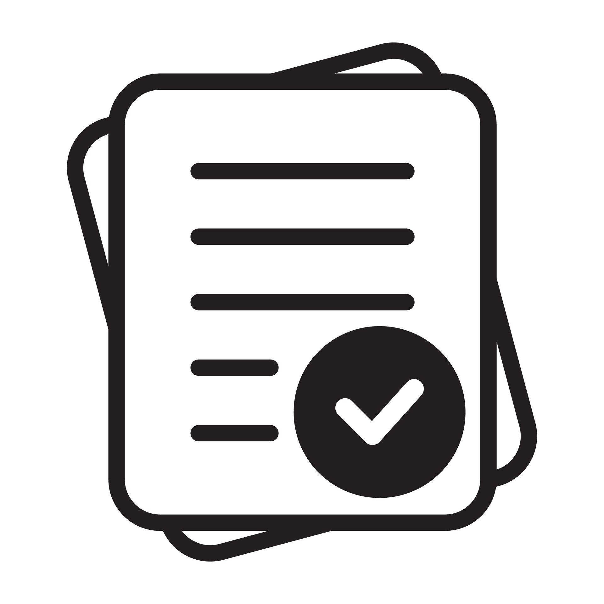 Document with Check mark icon. Compliance document icon in flat style ...