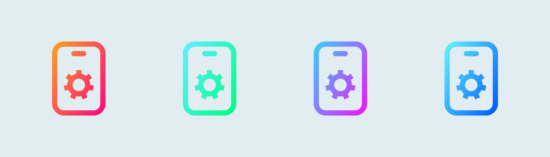 Cogwheel Line Icon In Gradient Colors Update System Signs Vector