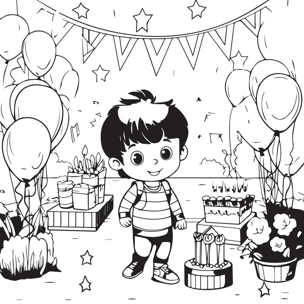 birthday coloring pages for kids 27844467 Vector Art at Vecteezy