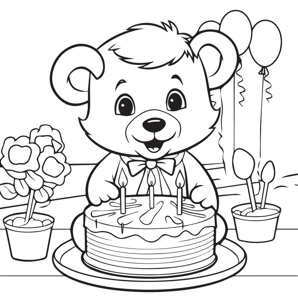 birthday coloring pages for kids 27844468 Vector Art at Vecteezy
