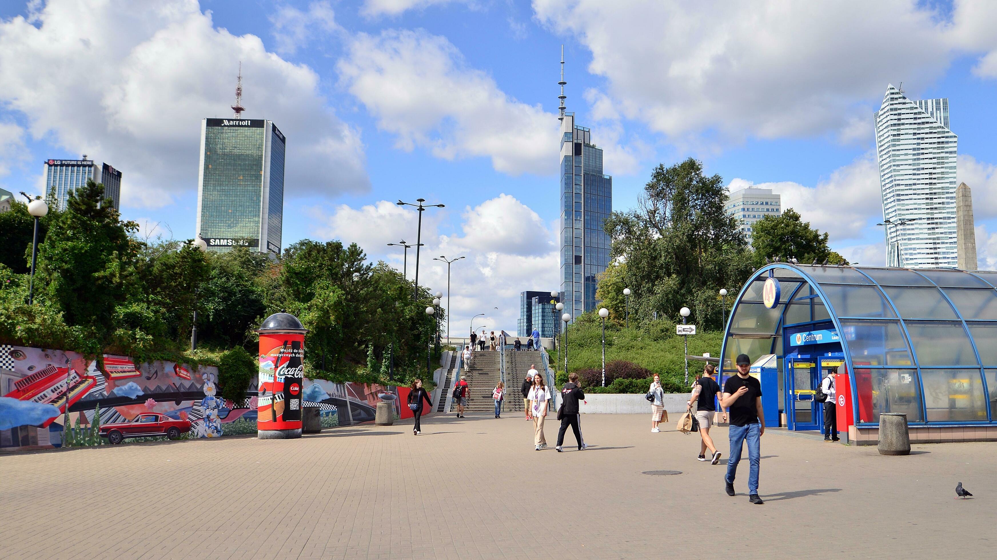 Warsaw, Poland. 9 August 2023. Crowd of people on Patelnia square.The ...