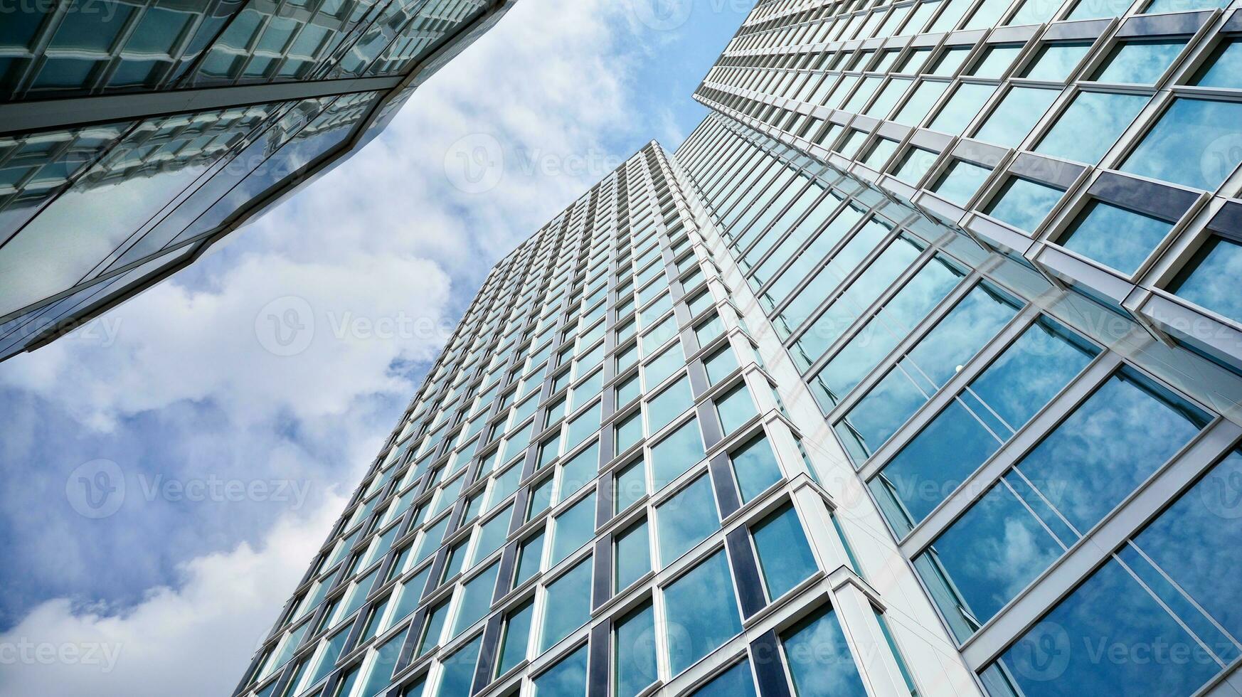 Abstract fragment of contemporary architecture, walls made of glass and ...