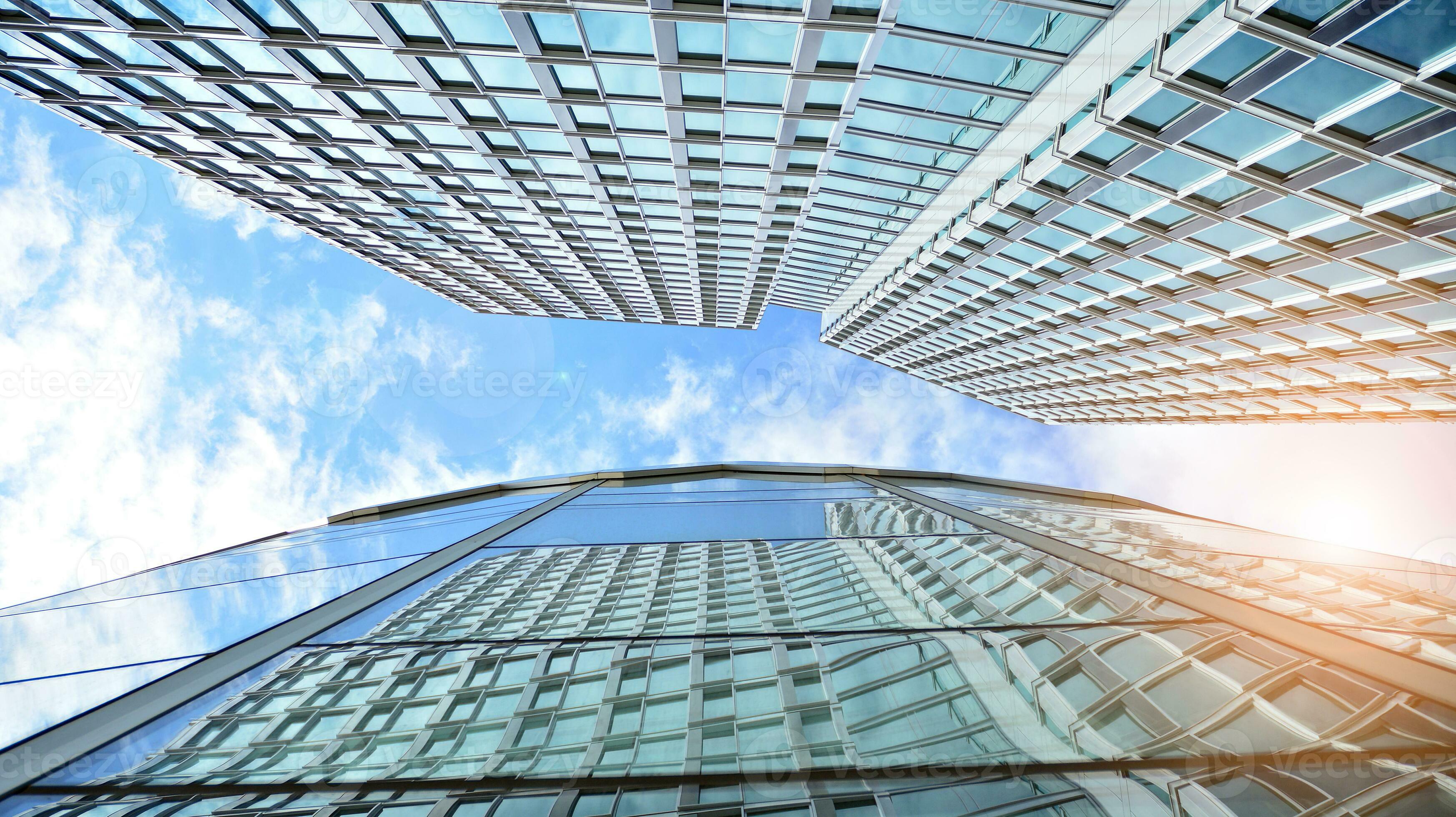 Abstract fragment of contemporary architecture, walls made of glass and ...