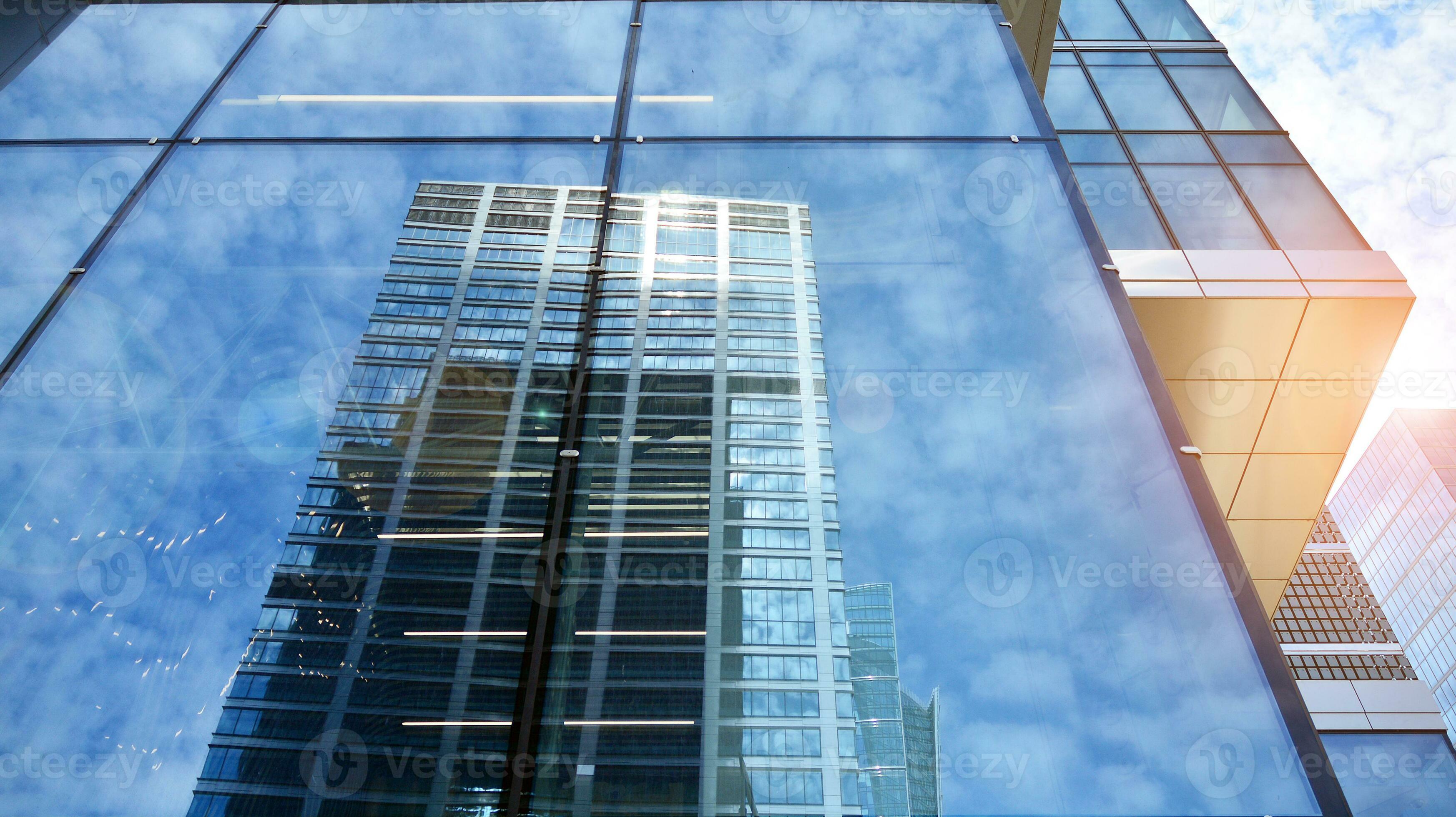 Abstract fragment of contemporary architecture, walls made of glass and ...