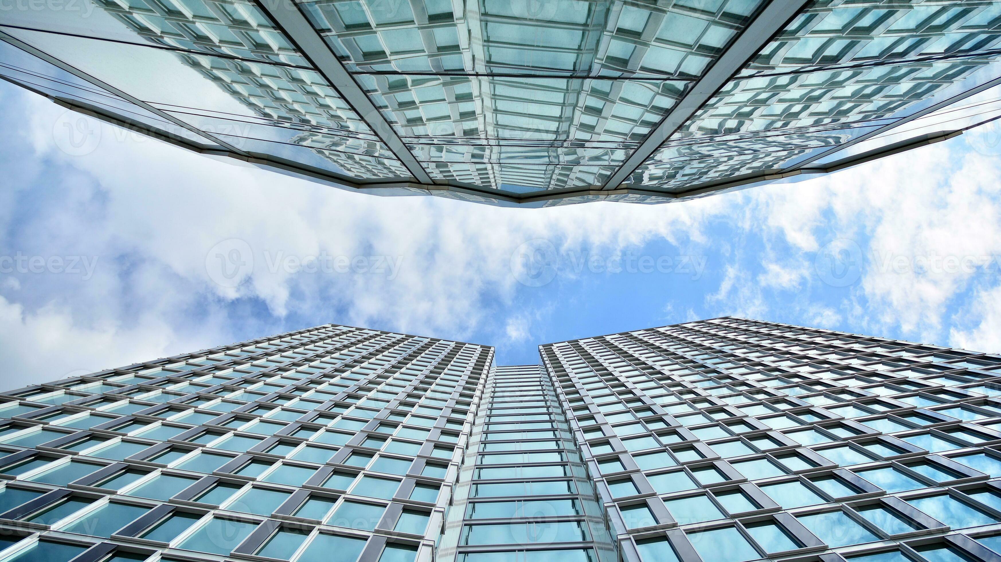 Abstract fragment of contemporary architecture, walls made of glass and ...