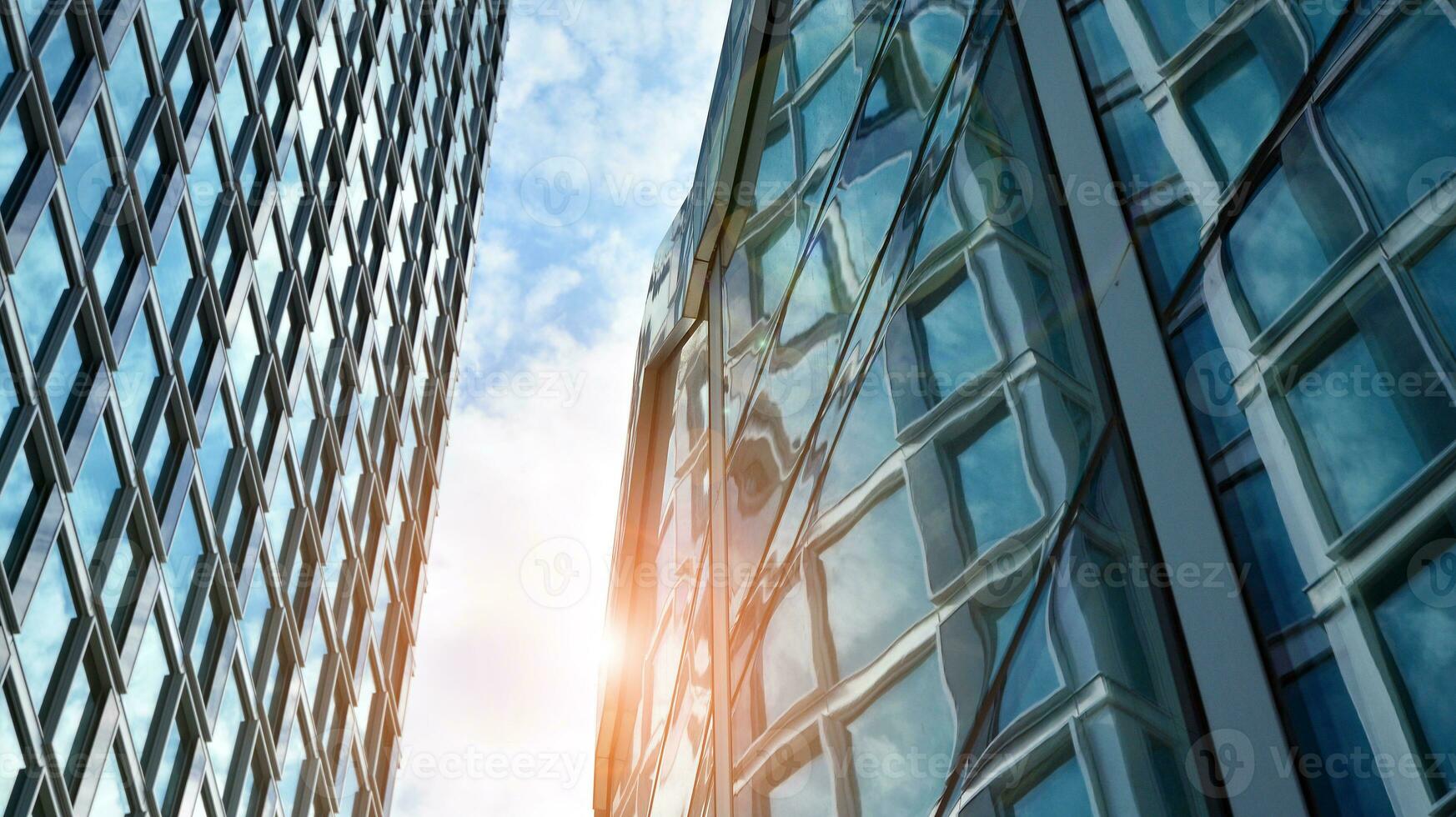 Abstract fragment of contemporary architecture, walls made of glass and ...