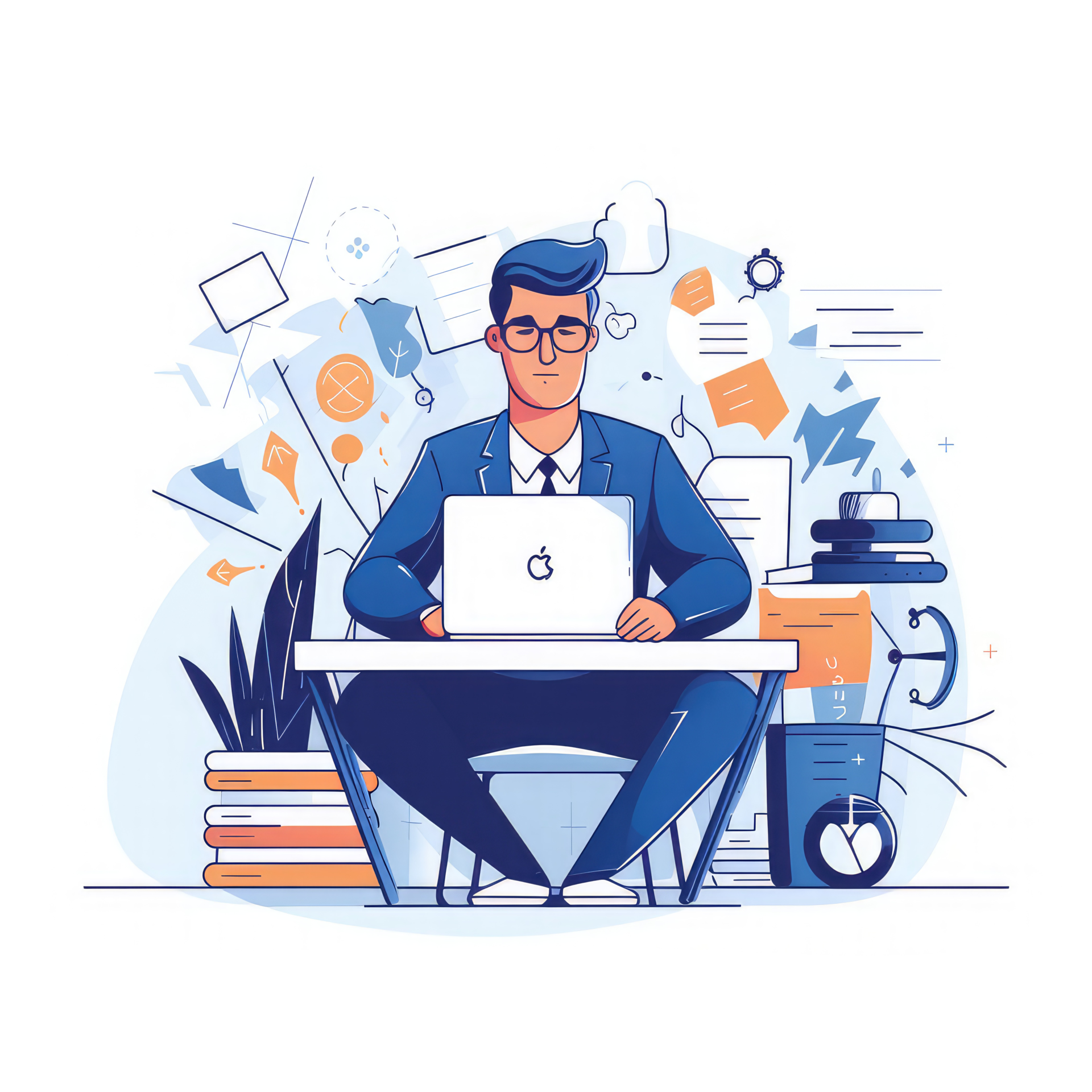 The CEO handles multiple projects and tasks simultaneously . AI Generated 27853670 PNG