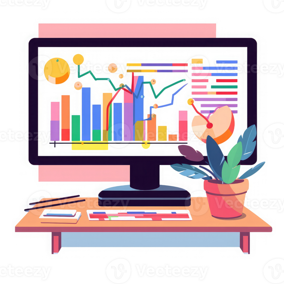 Computer Screen With Graphs And Charts Showing Positive Results Ai Generated 27853701 Png