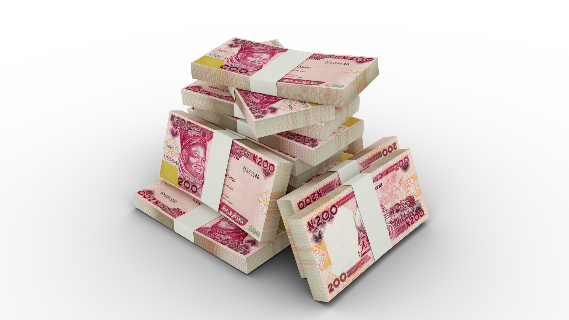 3d rendering of Stacks of 200 Nigerian naira notes. bundles of Nigerian ... 3d rendering of Stacks of 200 Nigerian naira notes. bundles of Nigerian ...