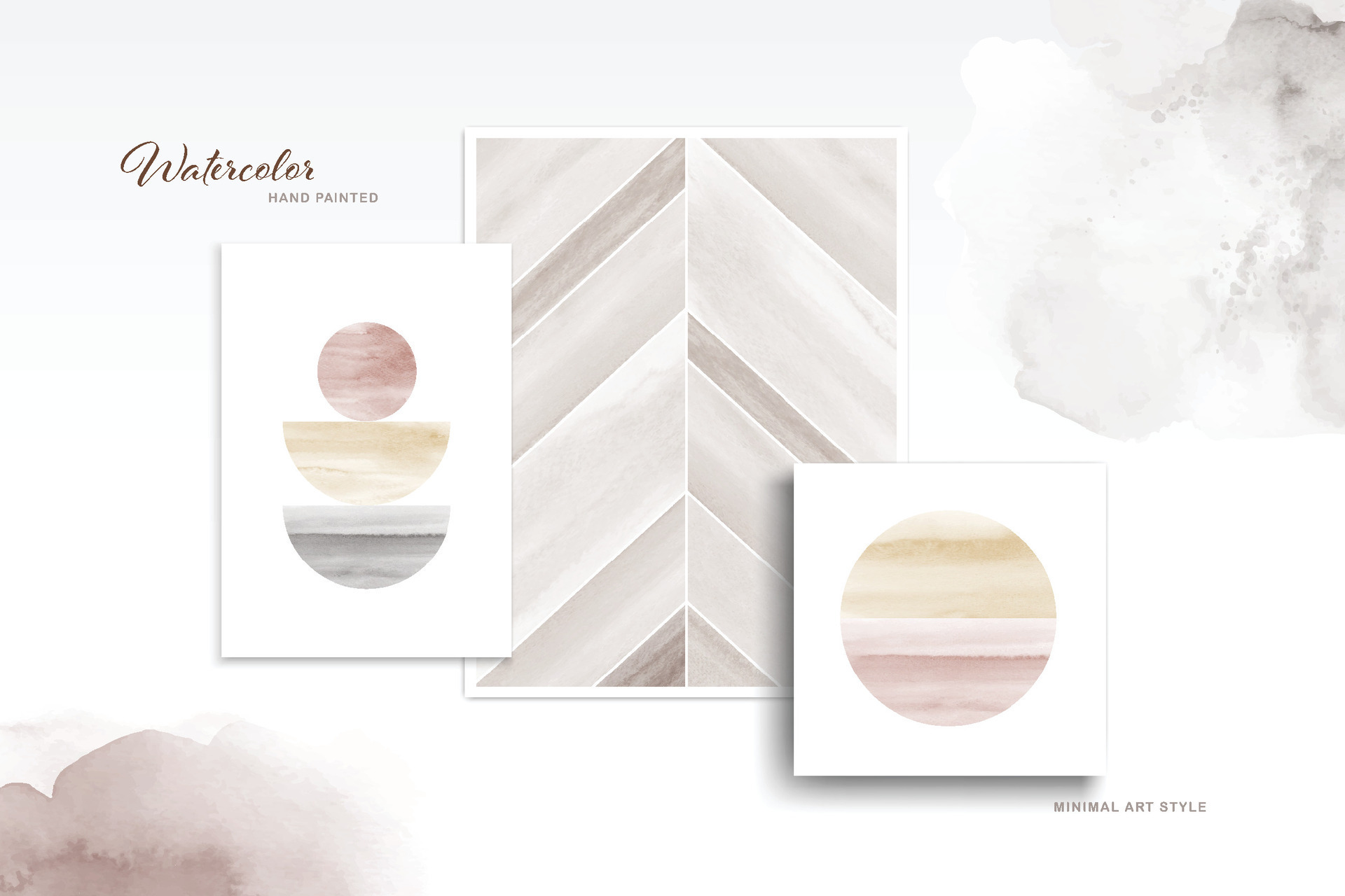 Set of stain watercolor hand-painted earth-tone backgrounds 27854295 ...