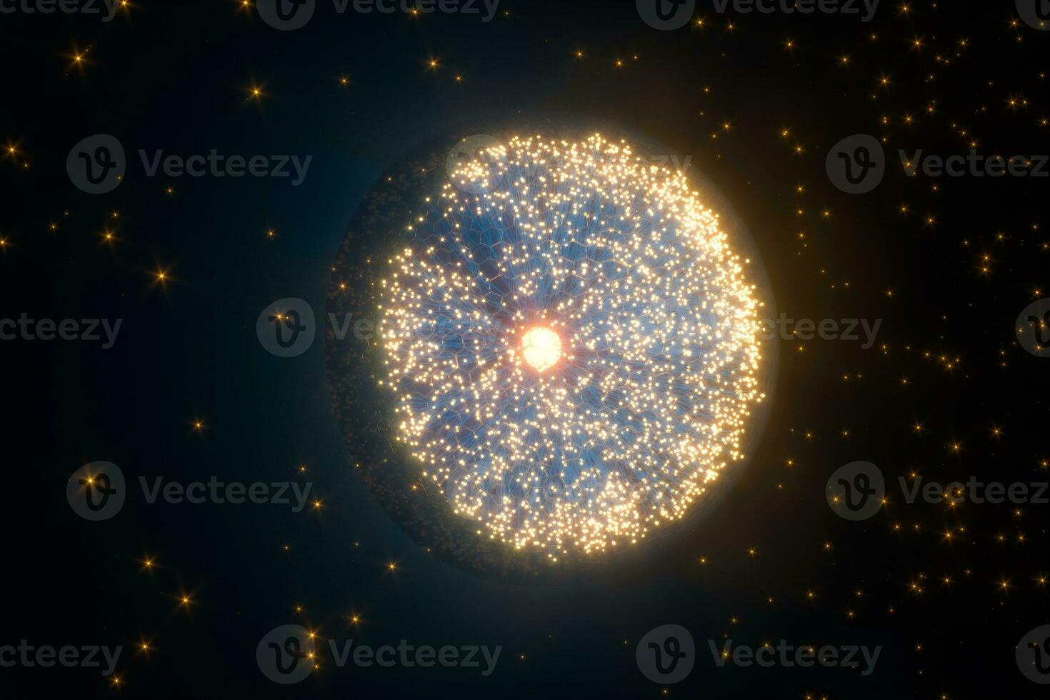 Glowing particles and lines with dark background,3d rendering. 27855493 ...