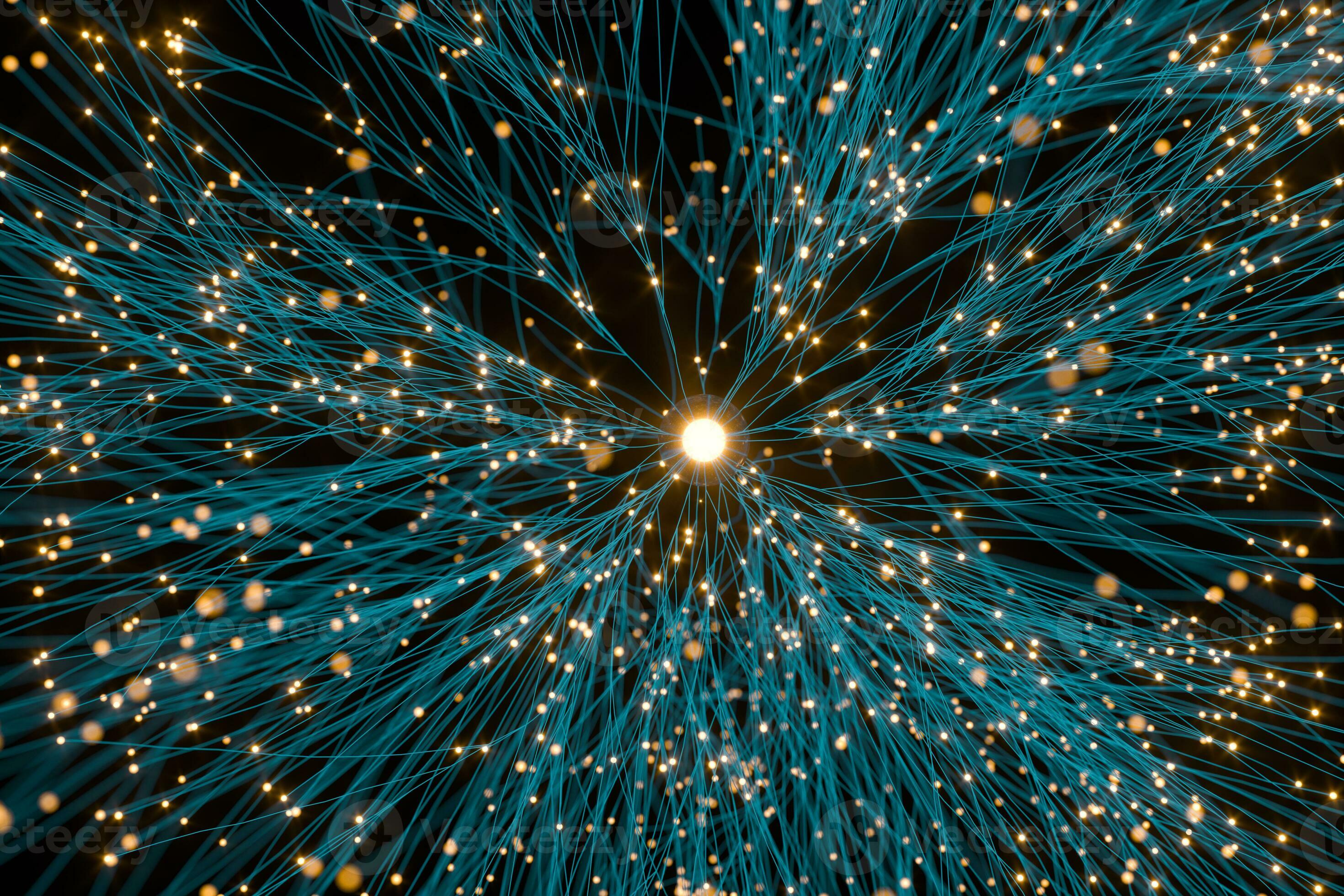 Glowing particles and lines with dark background,3d rendering. 27855549 ...