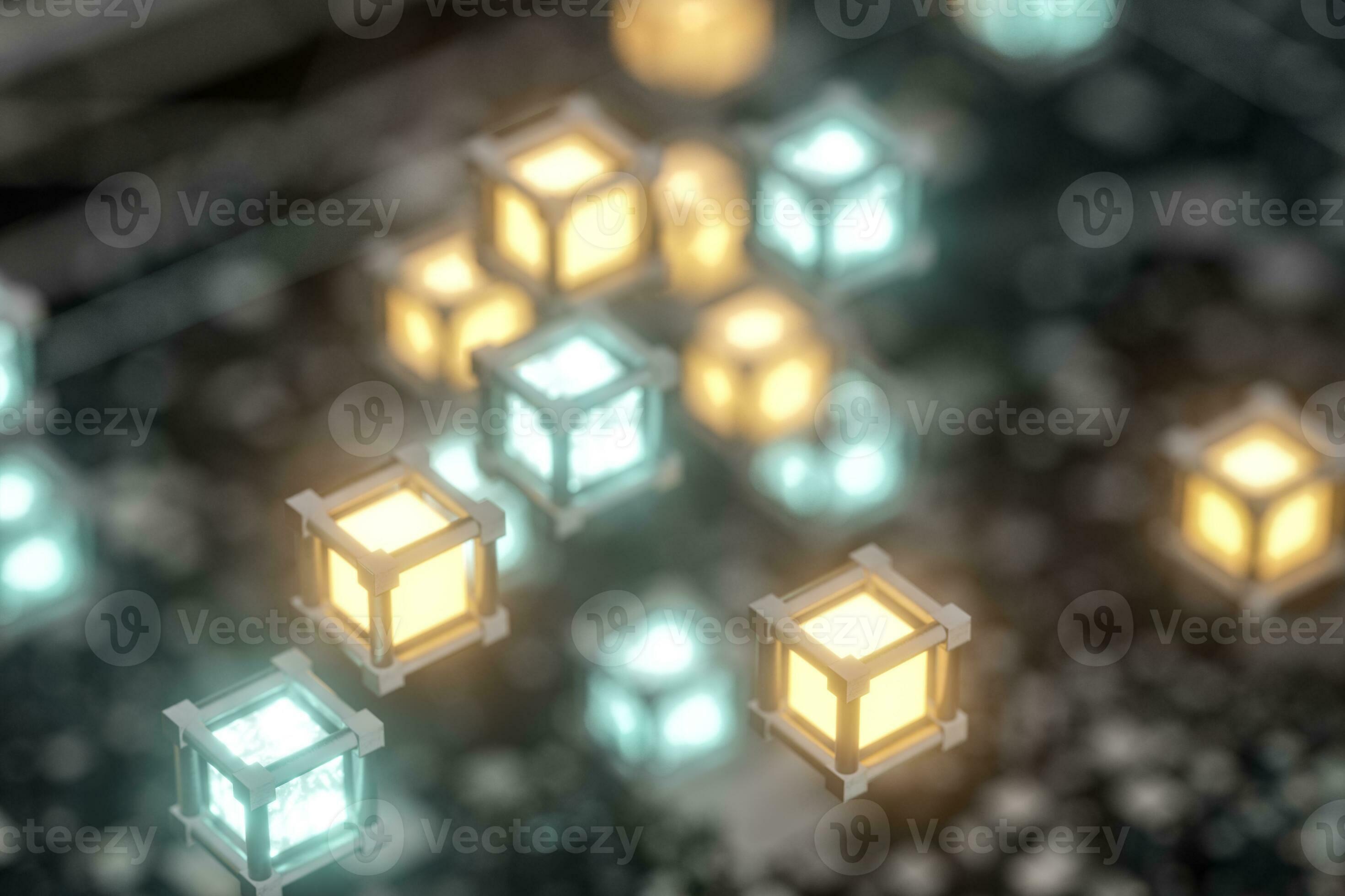 Randomly distributed cubes, Industrial background, 3d rendering ... Randomly distributed cubes, Industrial background, 3d rendering ...