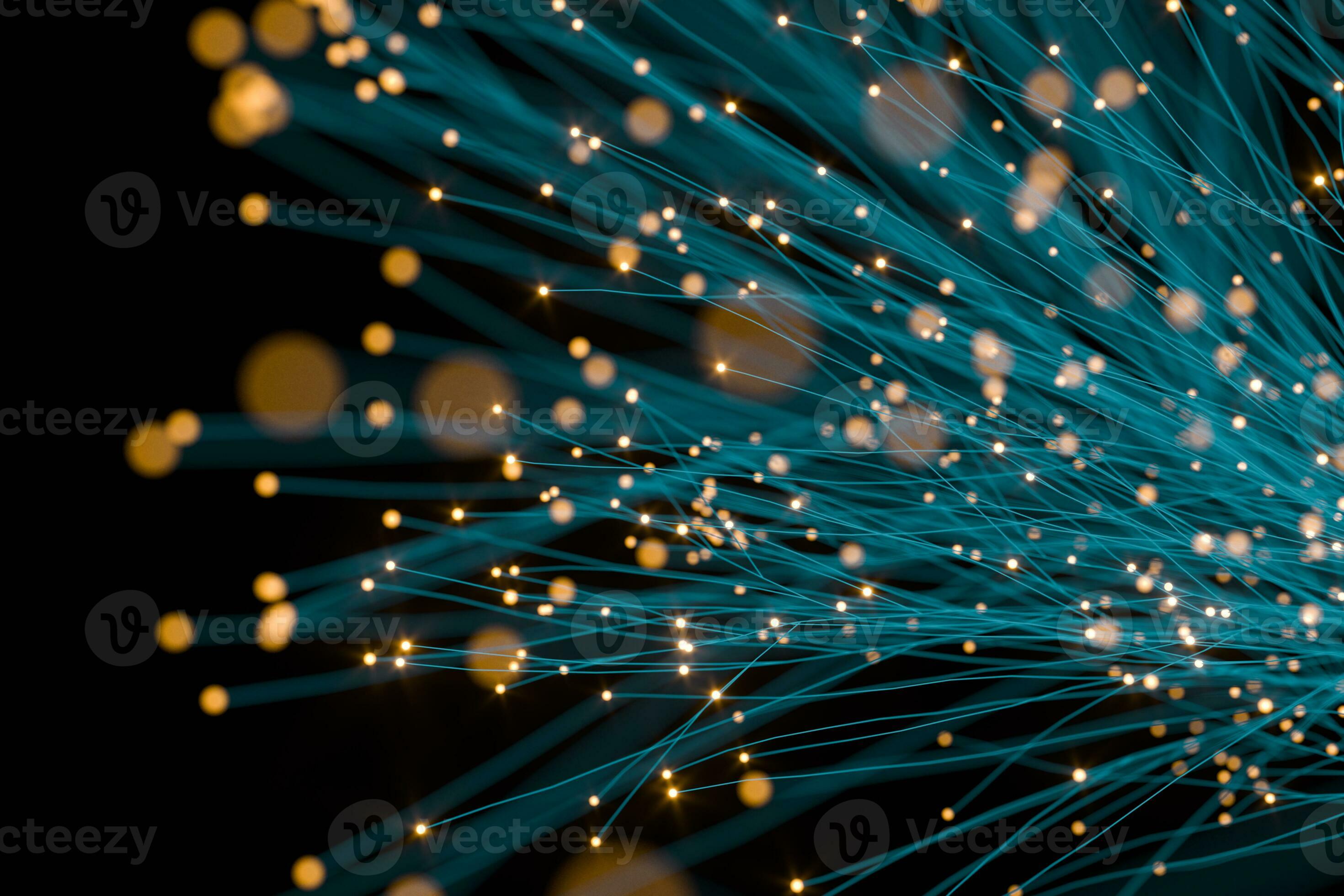 Glowing particles and lines with dark background,3d rendering. 27855566 ...