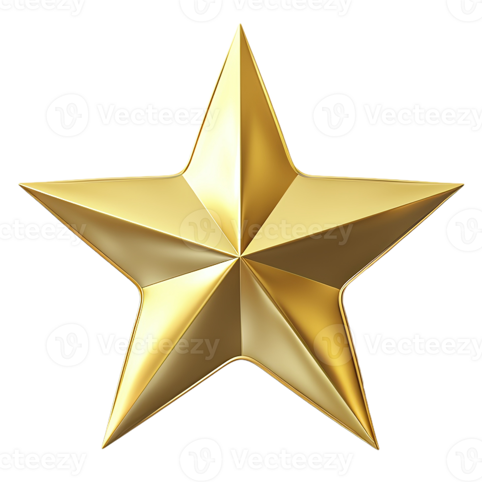 Glossy five-pointed golden star isolated on transparent background. AI Generative 27856353 PNG