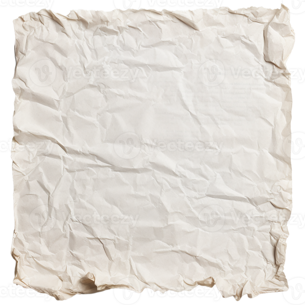 Crumpled sheet of old paper isolated on transparent background ... Crumpled sheet of old paper isolated on transparent background ...