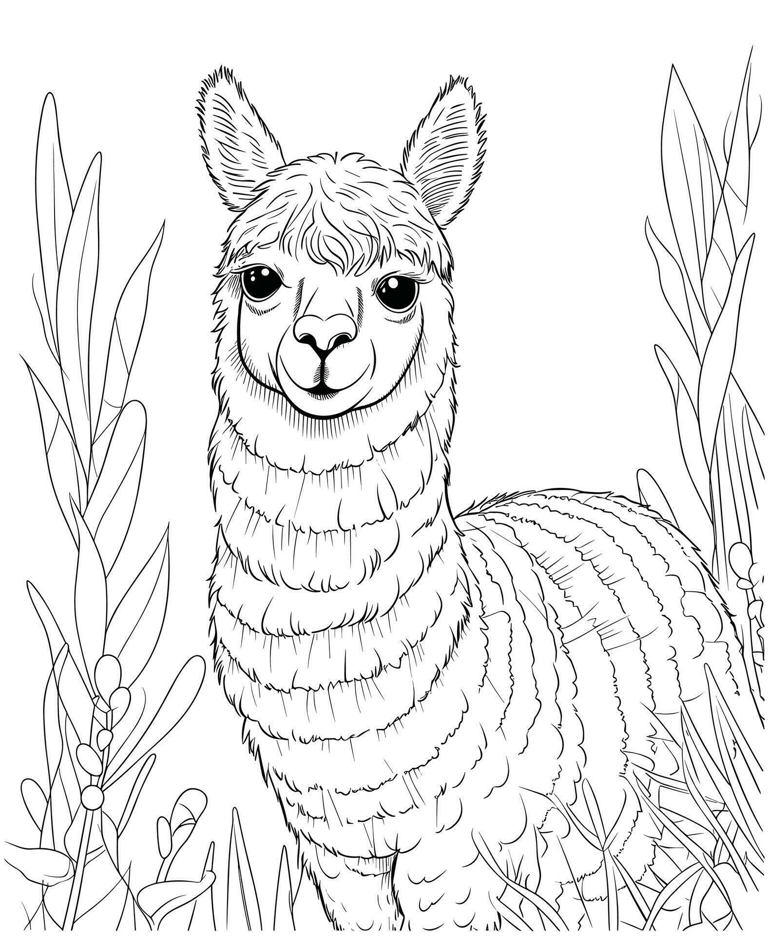 llama coloring pages for kids 27860469 Vector Art at Vecteezy