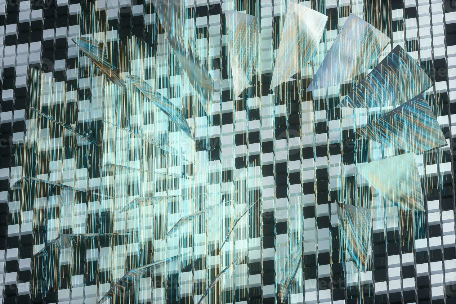 Abstract Glowing Lines With Dense Cube Background 3d Rendering