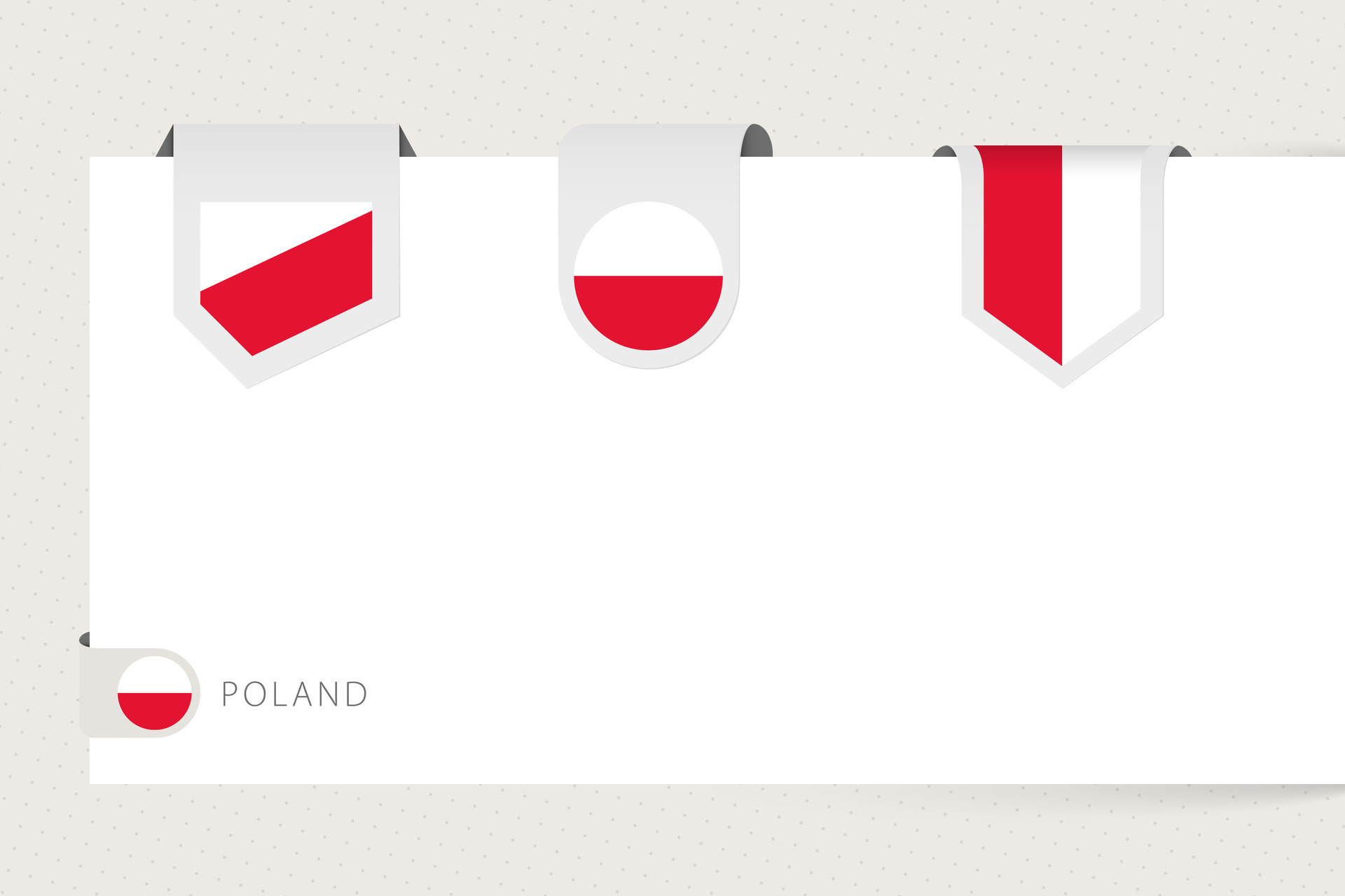 Label flag collection of Poland in different shape. Ribbon flag ...