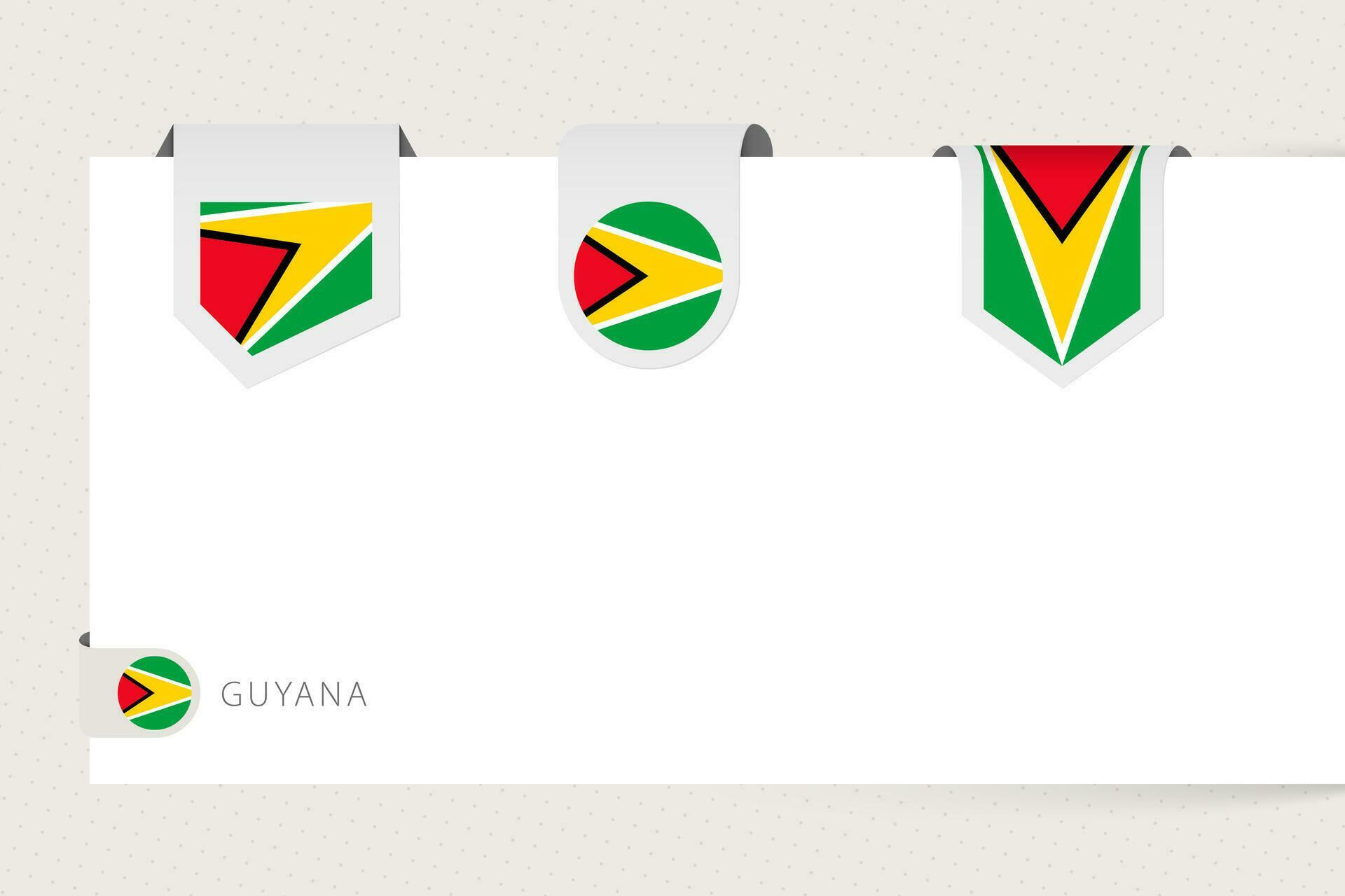 Label flag collection of Guyana in different shape. Ribbon flag template of Guyana 27862078 ...
