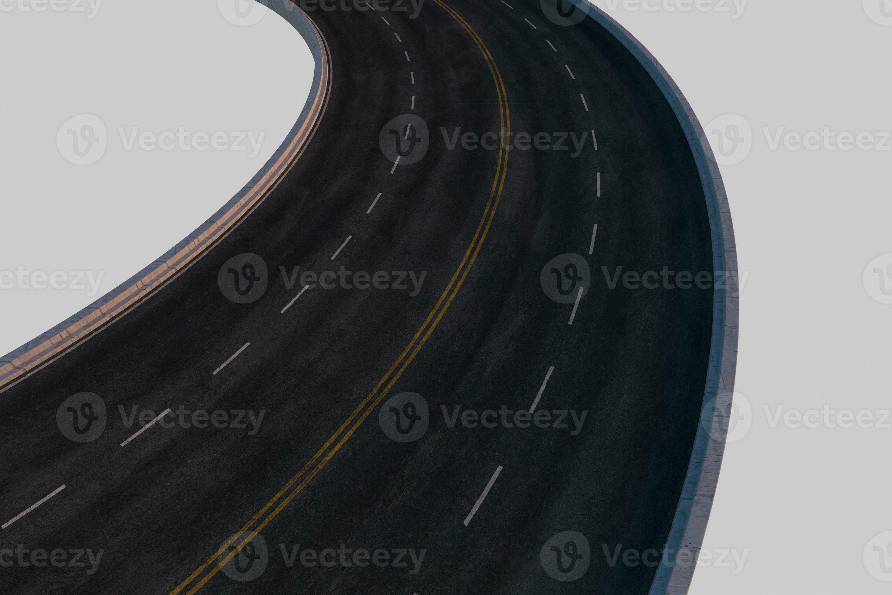 el vacío asfalto la carretera con blanco fondo, 3d representación ... el vacío asfalto la carretera con blanco fondo, 3d representación ...
