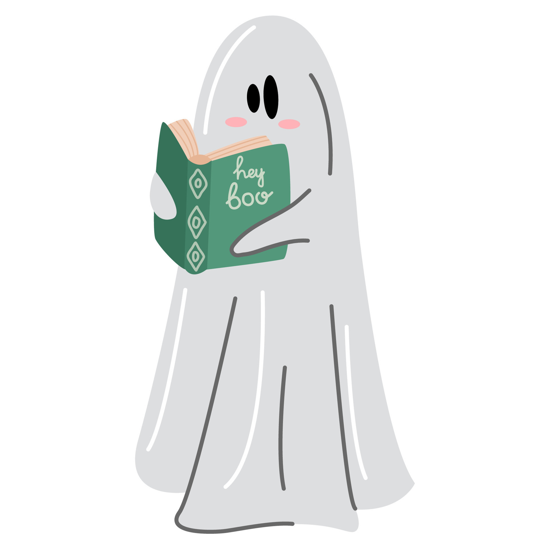 Halloween ghost read book. Cute halloween character.Halloween ...