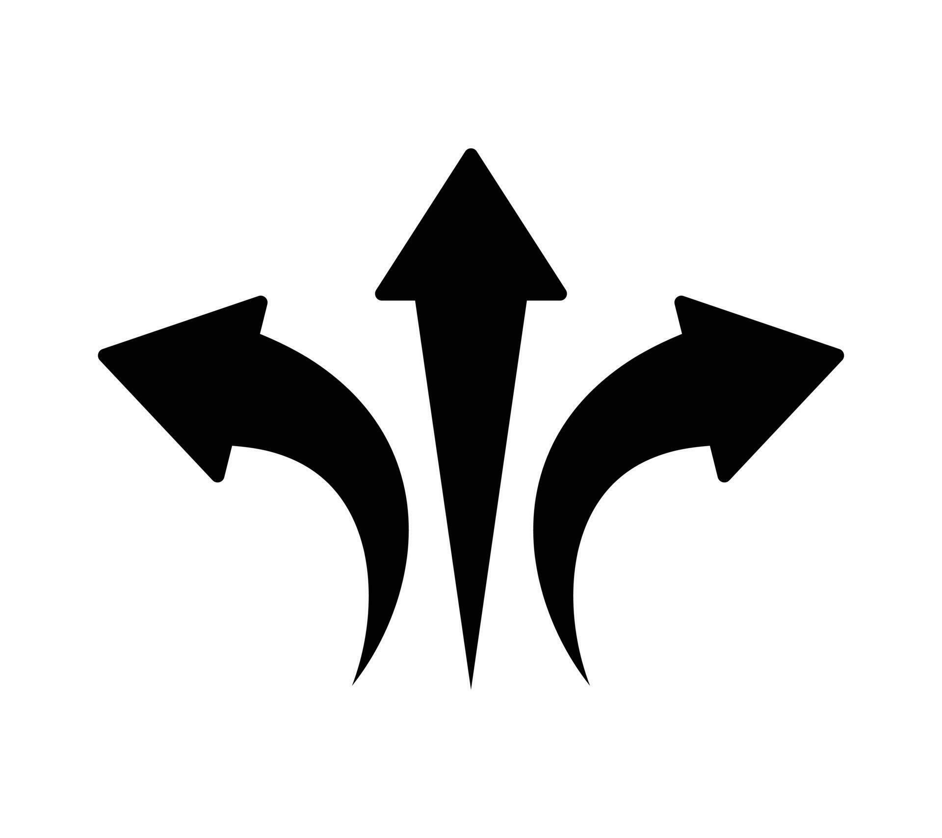 Three Way Direction Arrow Icons, Triple Directional Road Icon Sign, Traffic Sign, Three Way ...