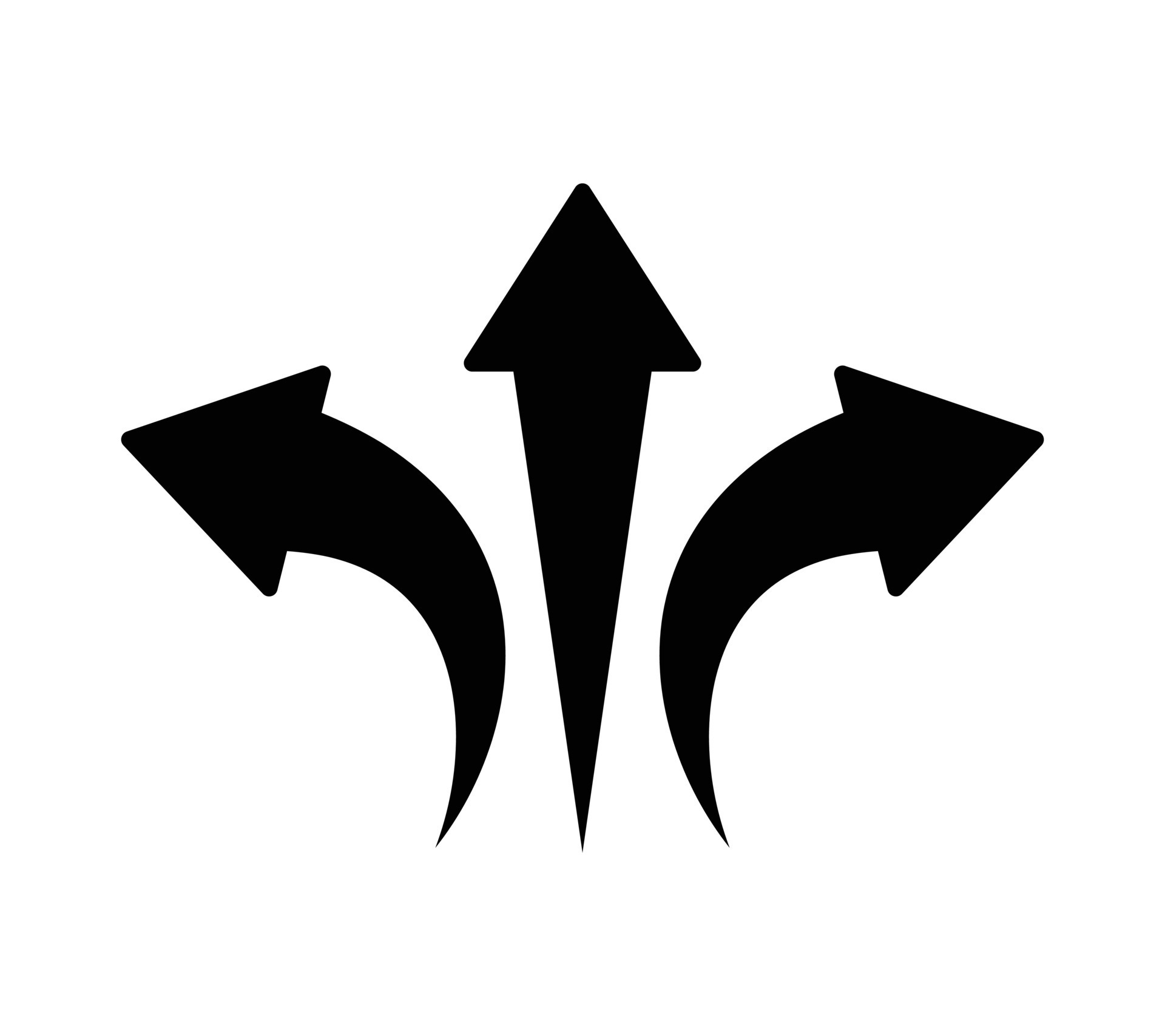Three Way Direction Arrow Icons, Triple Directional Road Icon Sign ... Three Way Direction Arrow Icons, Triple Directional Road Icon Sign ...