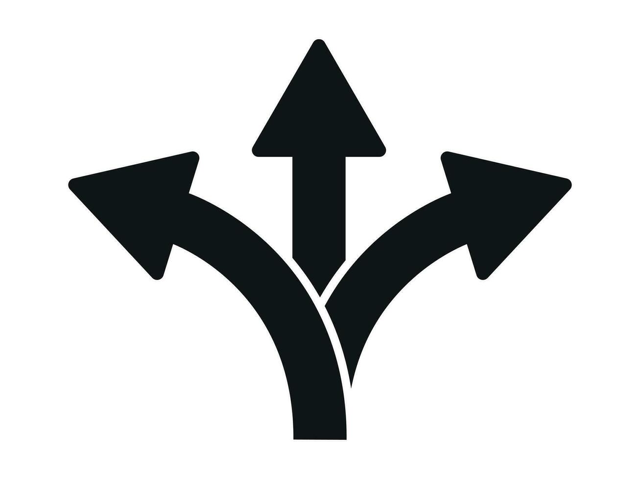 Three Way Direction Arrow Icons, Triple Directional Road Icon Sign ... Three Way Direction Arrow Icons, Triple Directional Road Icon Sign ...