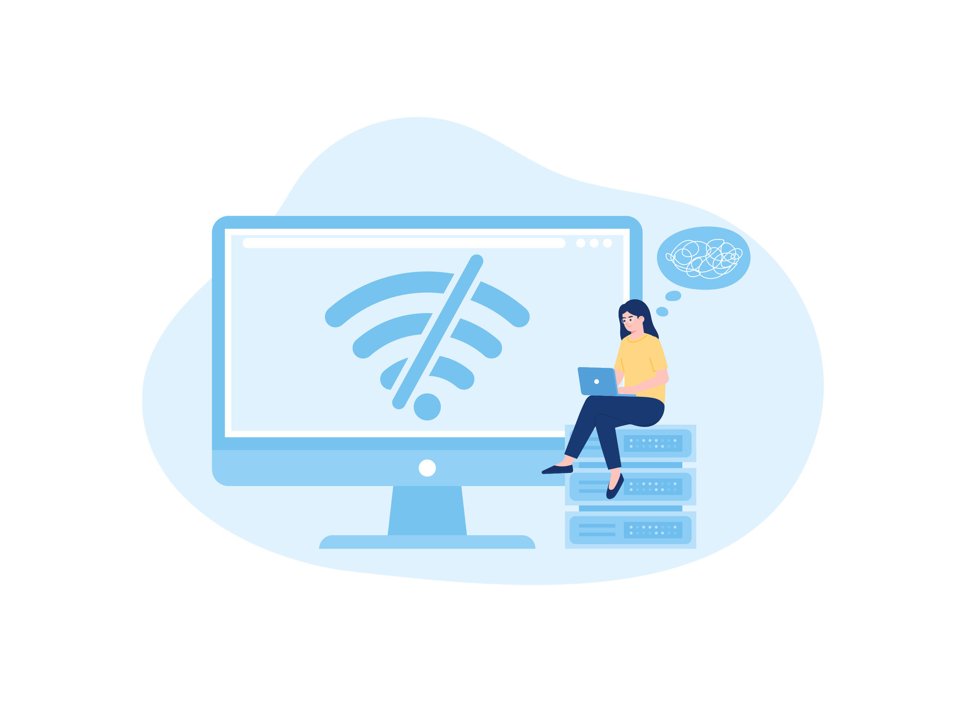 Network troubleshooting on a computer concept flat illustration ... Network troubleshooting on a computer concept flat illustration ...