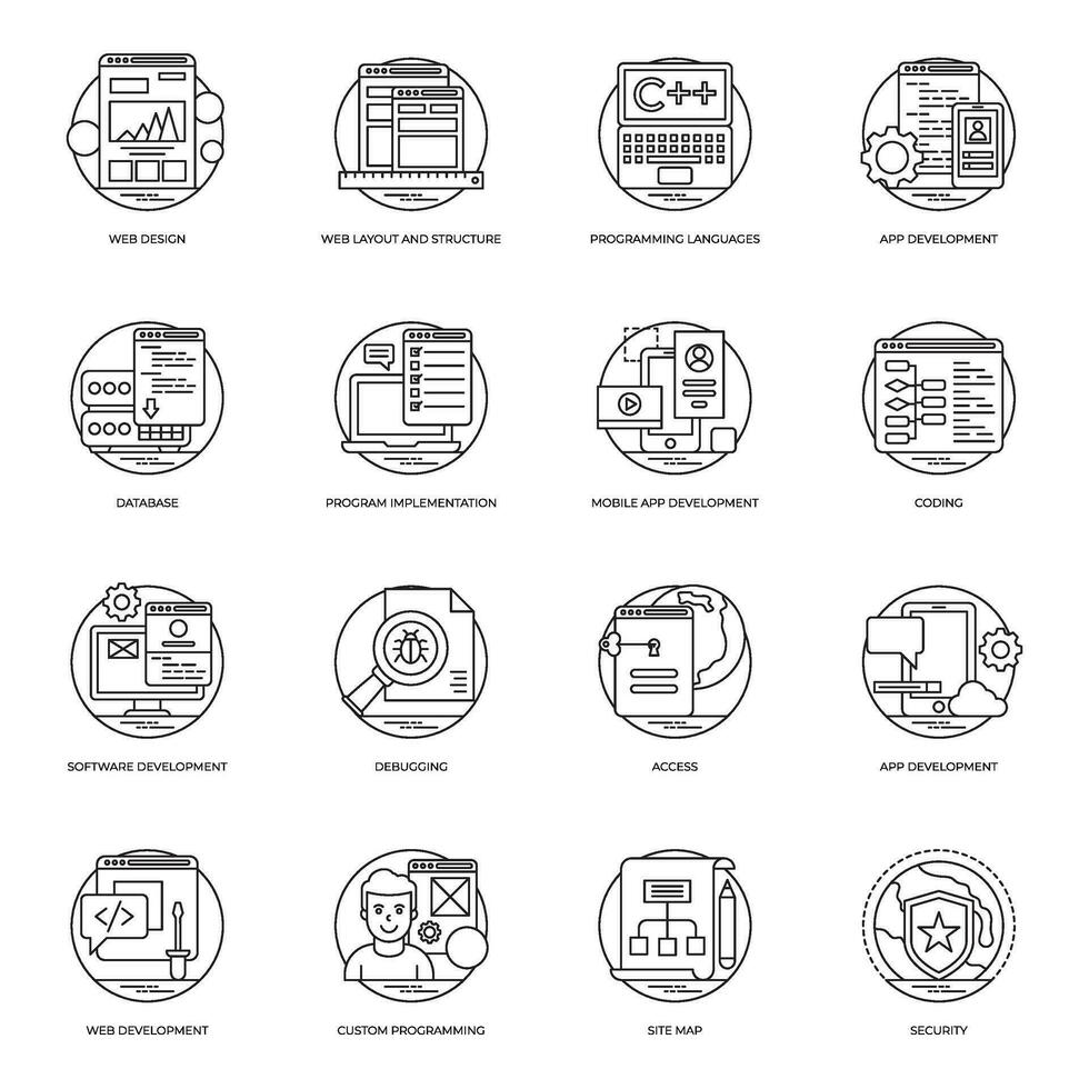 Web And Mobile Development Vector Icons 27876258 Vector Art at Vecteezy
