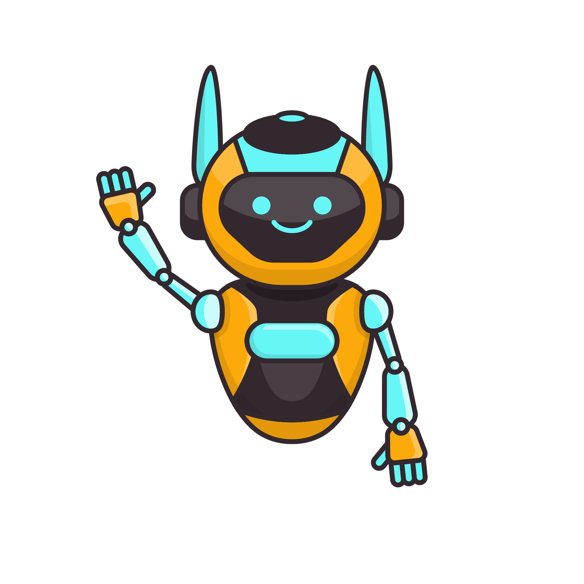 Robot character say Hi Hello vector illustration. Cute robot cartoon ... Robot character say Hi Hello vector illustration. Cute robot cartoon ...