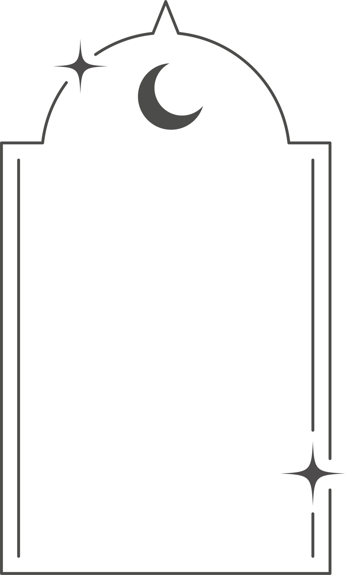 Aesthetic Frame Shape Outline Minimal Graphic Element With Stars Abstract Boho Arch With