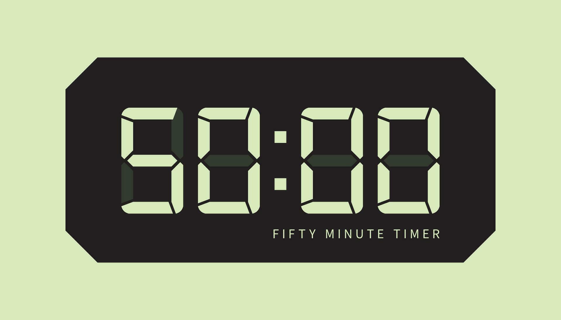 50 Minute Timer Icon, Digital Clock. Retro Led Design. Isolated Vector ...